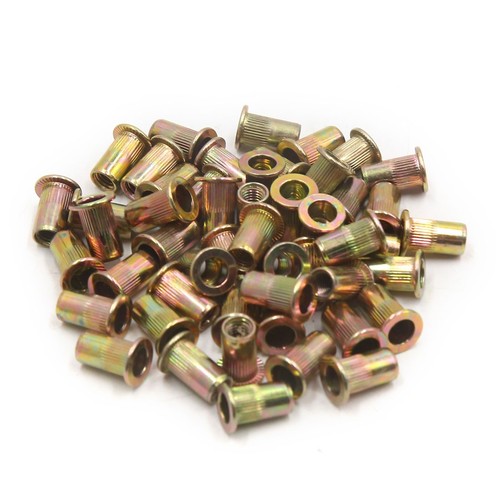 50Pcs M5 Acciaio Carbonio Zincato Dado Rivetto Testa Piatta Inserto ...