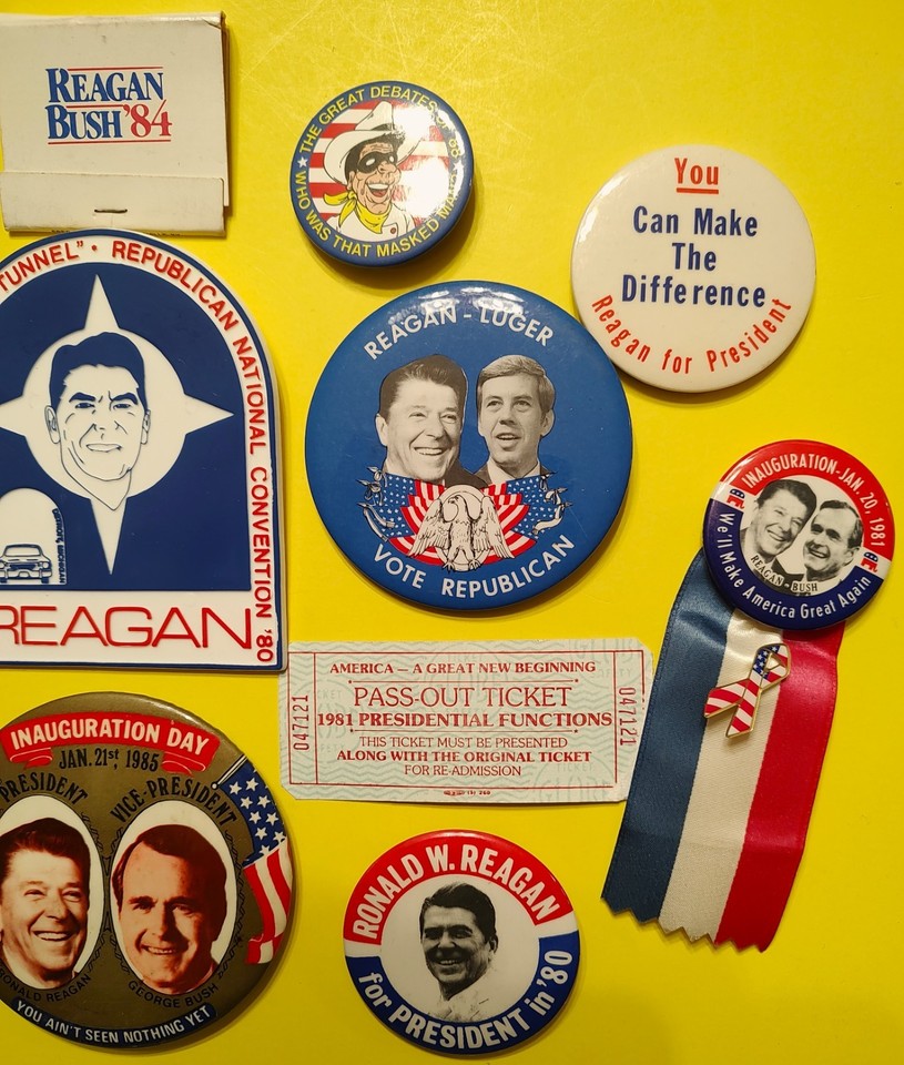Reagan & Bush PRESIDENTIAL POLITICAL Pinbacks Pins Buttons Inaugural ...