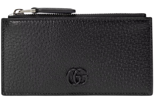 GUCCI GG Marmont Double G Coin Card Case Wallet Black Leather Zip | eBay