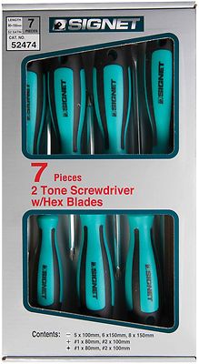 Signet 7 Piece Flat,Pozi & Phillips Screwdriver Set Green & Black ...