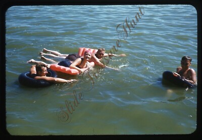 Lake Inner Tubes Men Woman Boys Girl 1950s 35mm Slide Red Border ...
