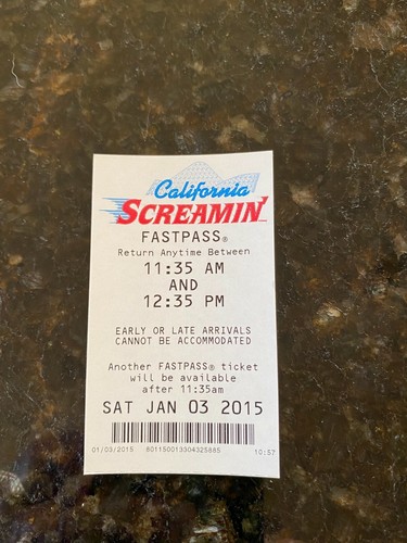 CALIFORNIA SCREAMIN' DISNEYLAND CALIFORNIA ADVENTURE FAST PASS RETIRED ...