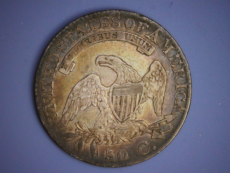 1825 CAPPED BUST HALF DOLLAR__50 C SILVER COIN__RARE TYPE__F/VF EXAMPLE ...