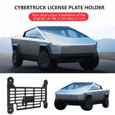 For Tesla Cybertruck License Plate Frame Holder No Drilling Aluminum ...