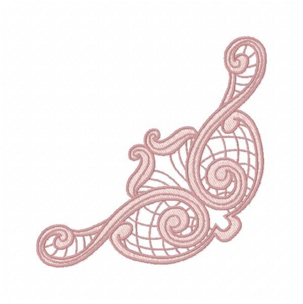 Pink Tenderness Corner Lace Machine Embroidery Designs on multi ...