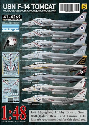 DXM decal 1/48 USN F-14 Tomcat (VF-33/VF-101/VF-102/VF-194/VF-201/VF ...