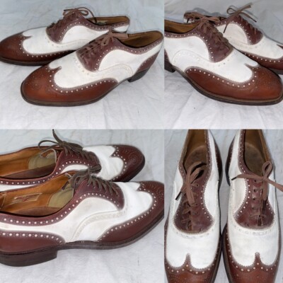 VTG 40s 10.5 BROWN WHITE LEATHER SPECTATOR WINGTIP ALLEN EDMONDS EMPIRE ...