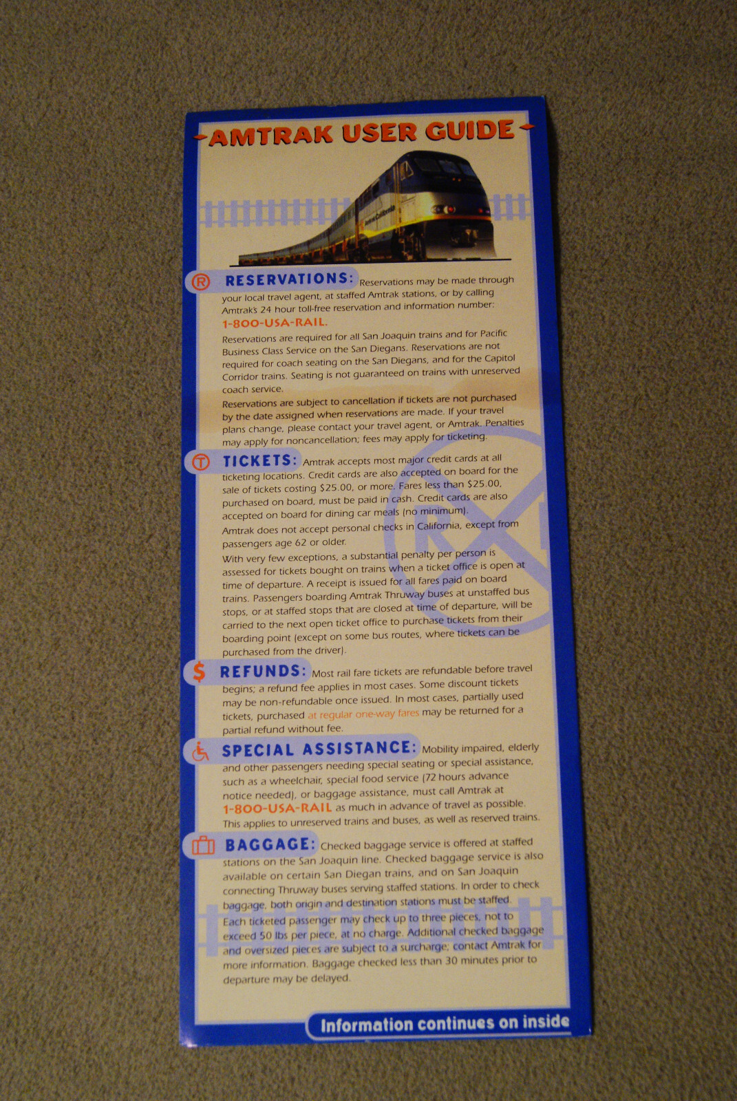 Amtrak User Guide - Circa 2000 - English/Spanish | eBay