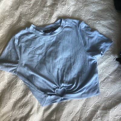 Primark Blue Ribbed Crop Top Size Small | eBay Australia