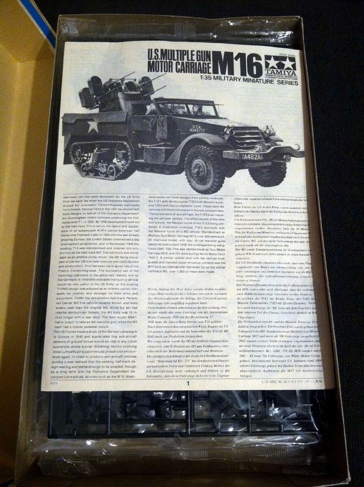 1/35 Tamiya MRC 35081 US Multipe Gun Motor Carriage M16 Vintage Model ...