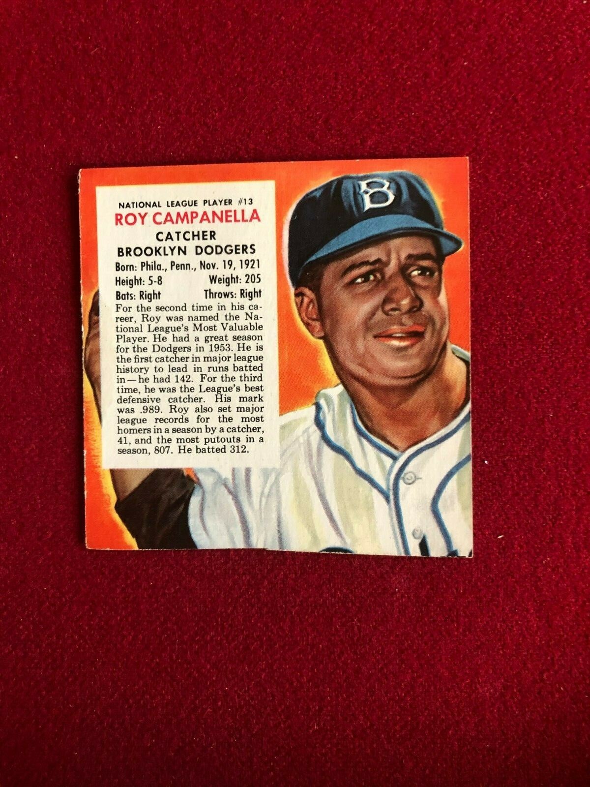 1954, Roy Campanella, "RED MAN CHEWING TOBACCO" Card (Scarce / Vintage ...