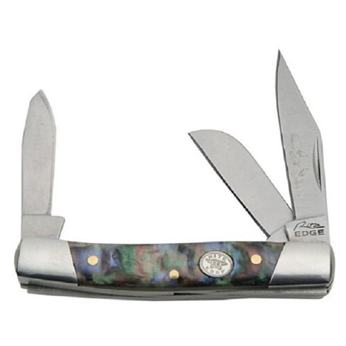 Rite Edge Small Stockman 3 Blade Folding Knife with Imitation Abalone ...