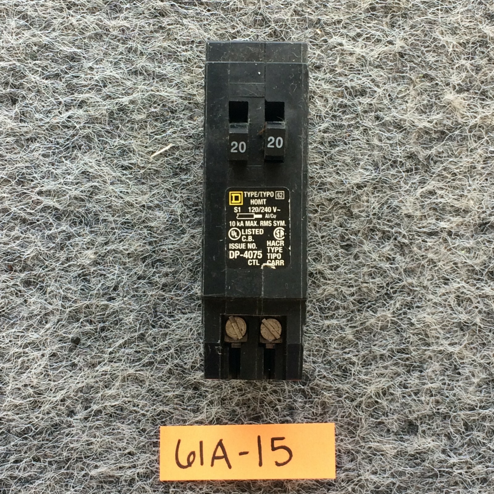 HOMT2020 Square D Tandem Circuit Breaker 20/20 Amp 1 Pole 120/240V ...