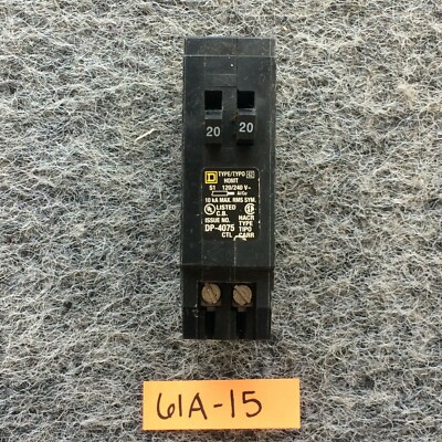 HOMT2020 Square D Tandem Circuit Breaker 20/20 Amp 1 Pole 120/240V ...