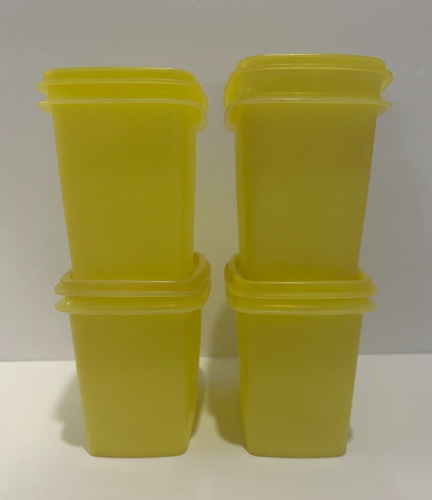 4 Vintage Tupperware Shelf Saver Storage Container Yellow 1243 w/ Lid ...