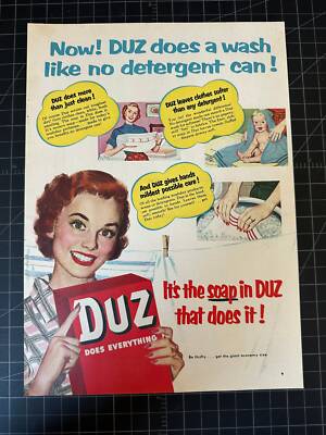 Vintage 1954 Duz Detergent Print Ad | eBay