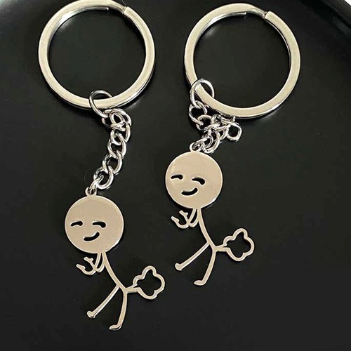 Cartoon Stickman Key Chain Pendant Couple Key Ring Backpack Charms Car ...