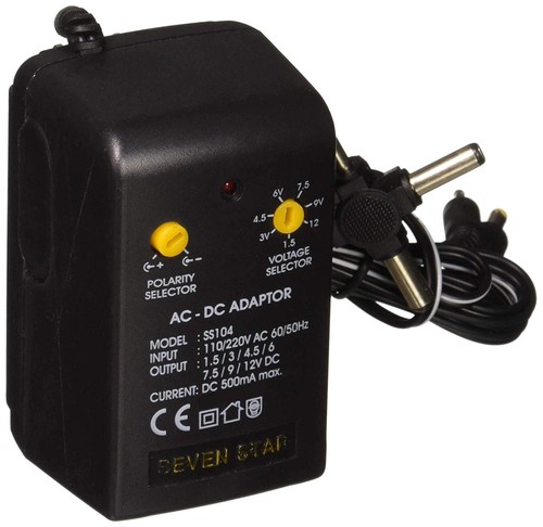 1.5V, 3V, 4.5V, 6V, 7.5V, 9V, 12V DC, 500mA Regulated Universal AC to ...