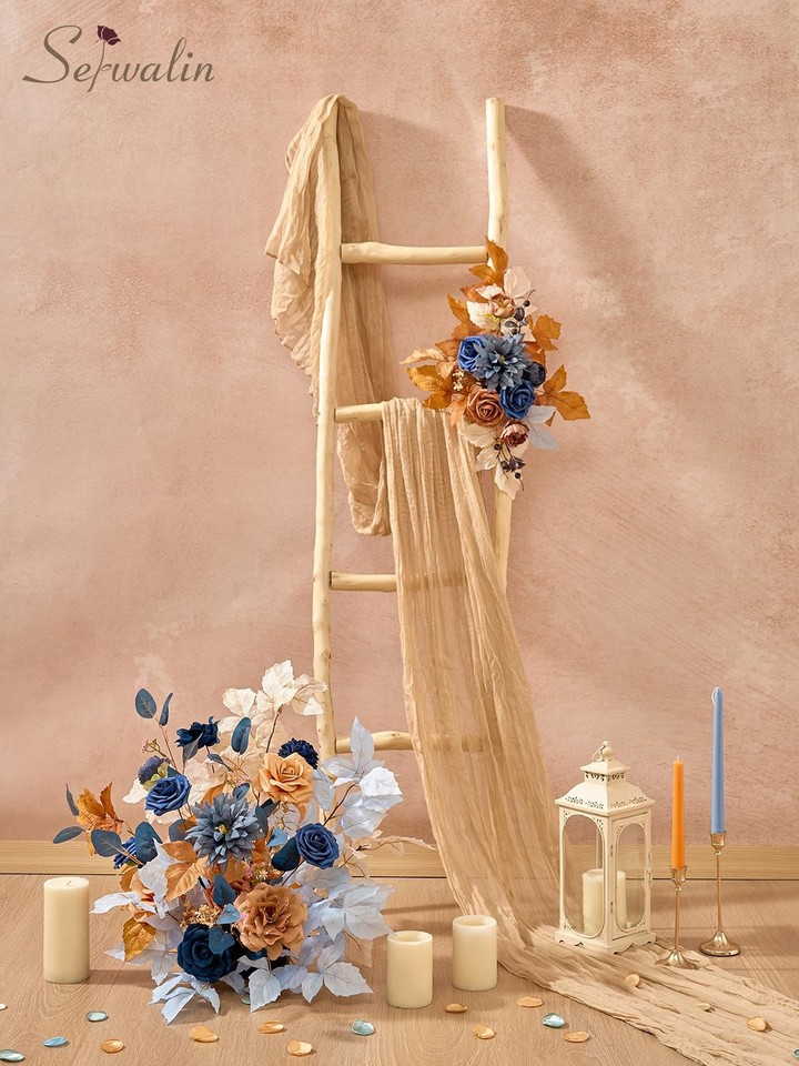 Fall Flowers Artificial, Terracotta Orange Rose Silk Flowers with Stems ...