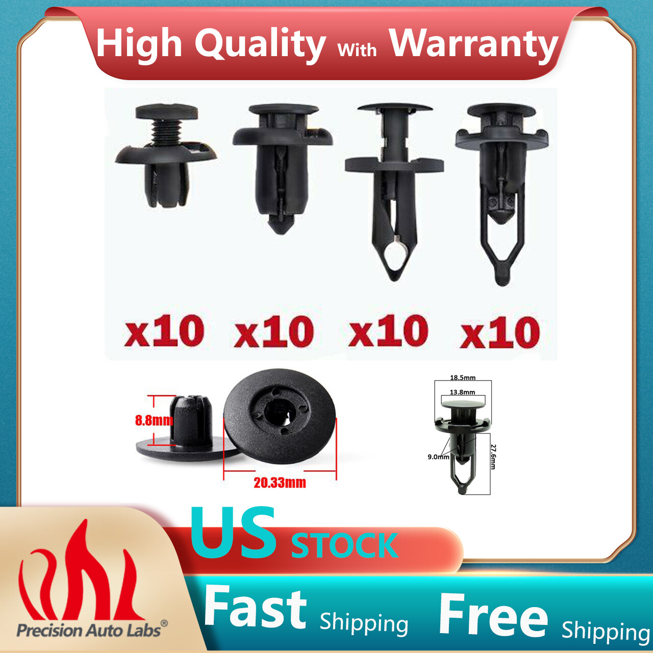 40PC Car Push Retainer Pin Body Bumper Rivet Trim Moulding Clip ...