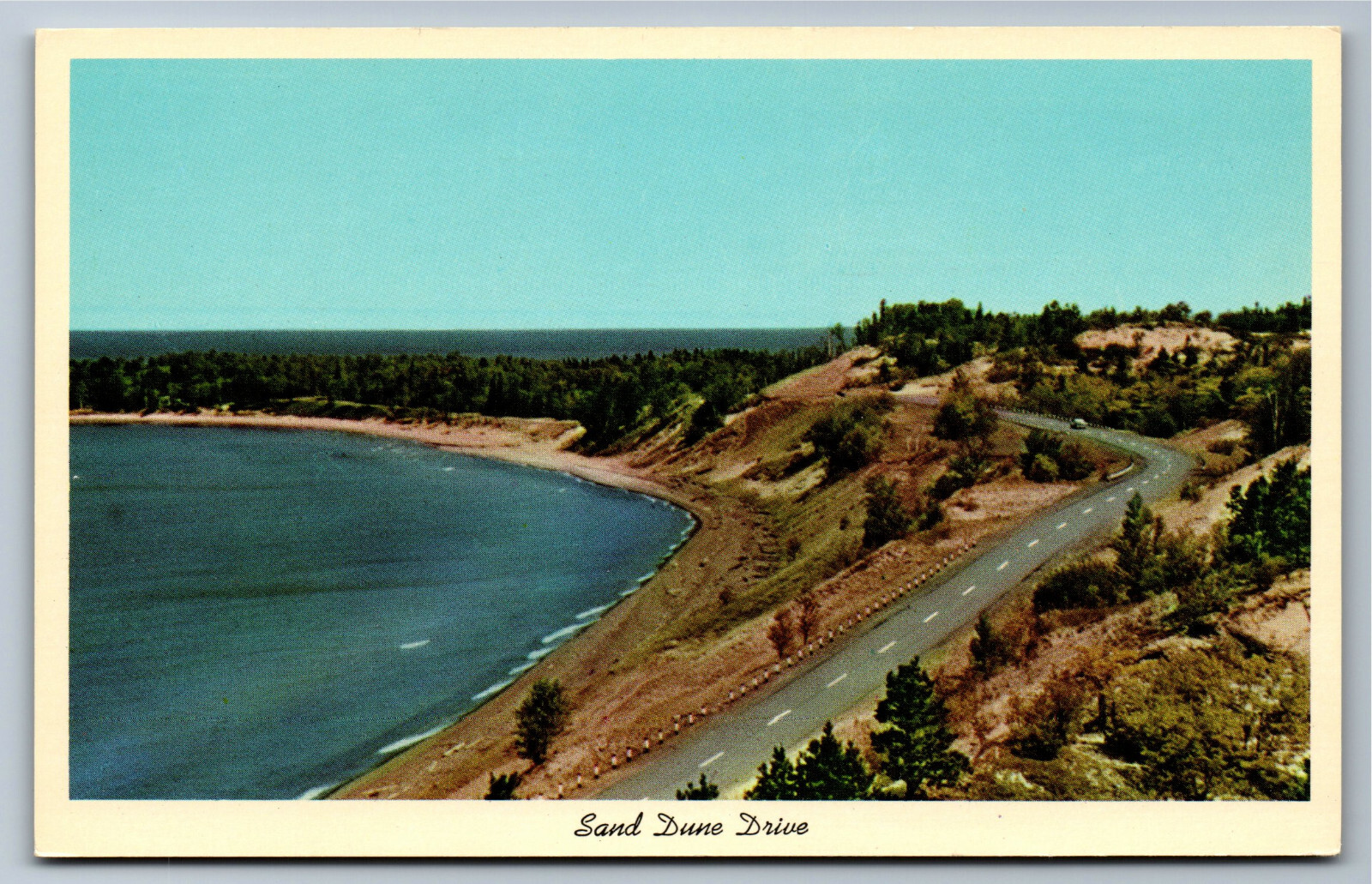 Postcard MI Sand Dune Drive Btwn Eagle River & Eagle Harbor Michigan V3 ...