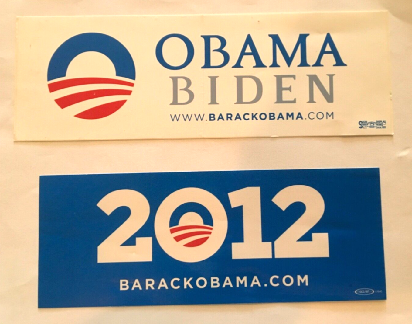 Two BARACK OBAMA Official 2012 Presidential Campaign Bumper Stickers ...