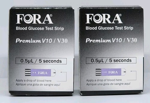 FORA Premium V10 / V30 Blood Glucose Test Strips 100 Count New Exp. 04 ...