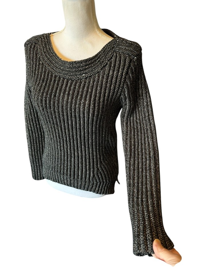 Women's Sam Edelman Gray Ribbed Knit Sweater Size M Thick Heavy | eBay