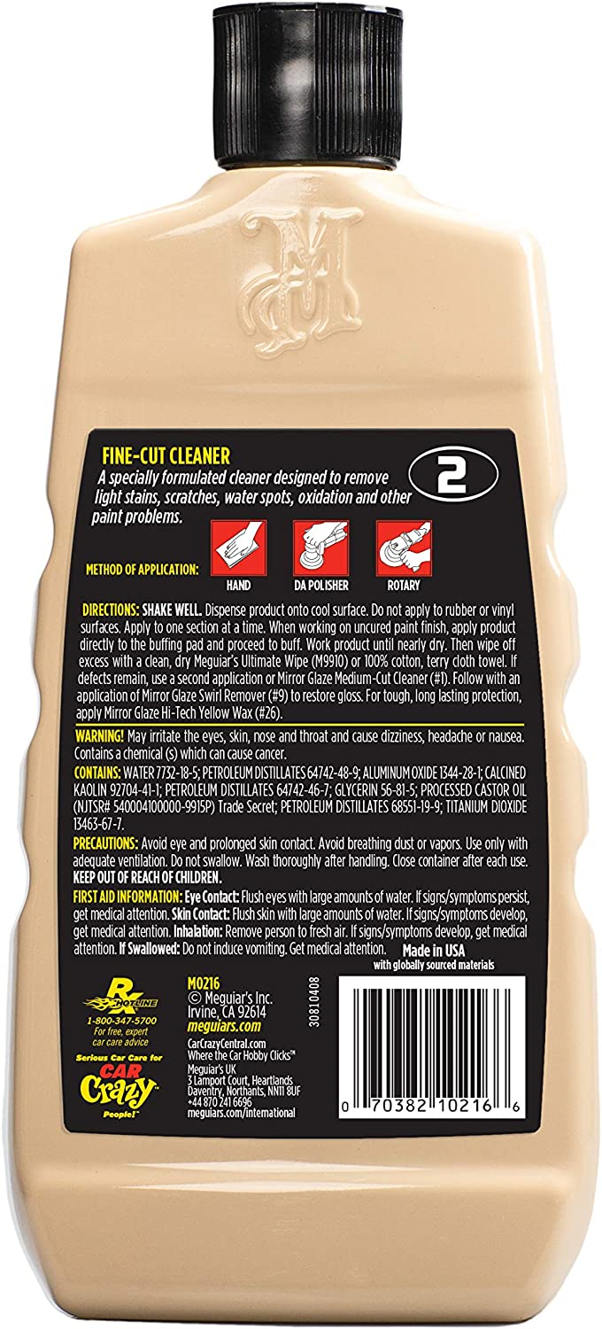 Meguiar's M0216 M2 Mirror Glaze Fine Cut Cleaner for Car & Auto ...