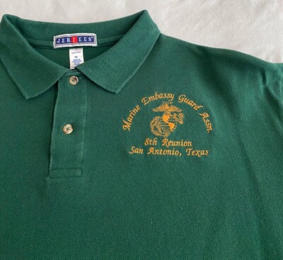 Embassy Guard Assn USMC MSG Polo Shirt Men's Size XL Green Embroidered ...