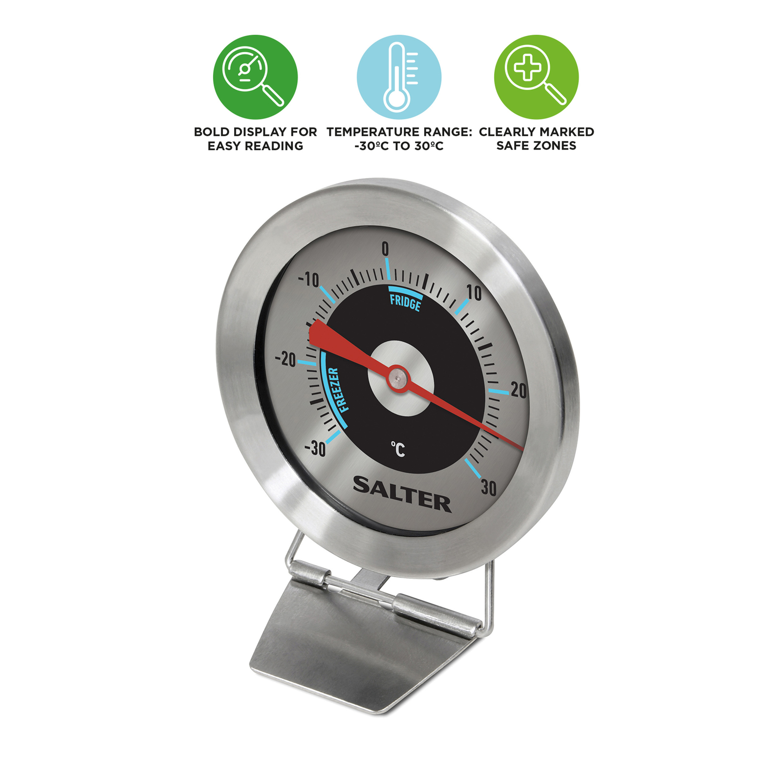 Salter Fridge/Freezer Thermometer Analogue Stainless Steel Food Safety ...