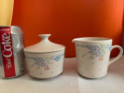 CORELLE Corning Ware SYMPHONY Creamer Pitcher & Covered Sugar Bowl SET ...