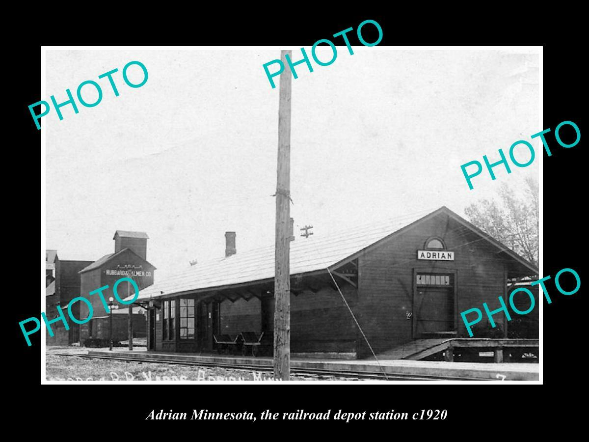 OLD 8x6 HISTORIC PHOTO OF ADRIAN MINNESOTA THE RAILROAD DEPOT STATION ...