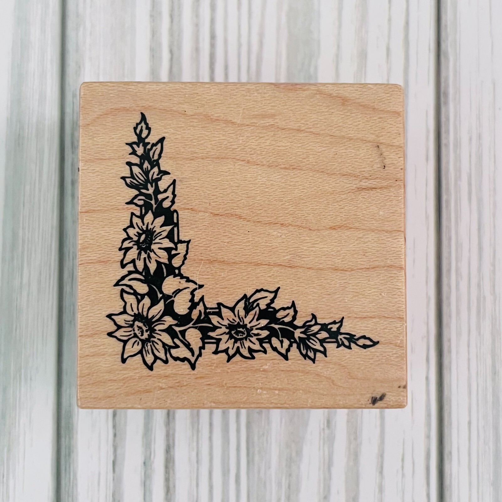 PSX E-1991 Sunflower Corner Border Floral Leaves Rubber Craft Stamp | eBay