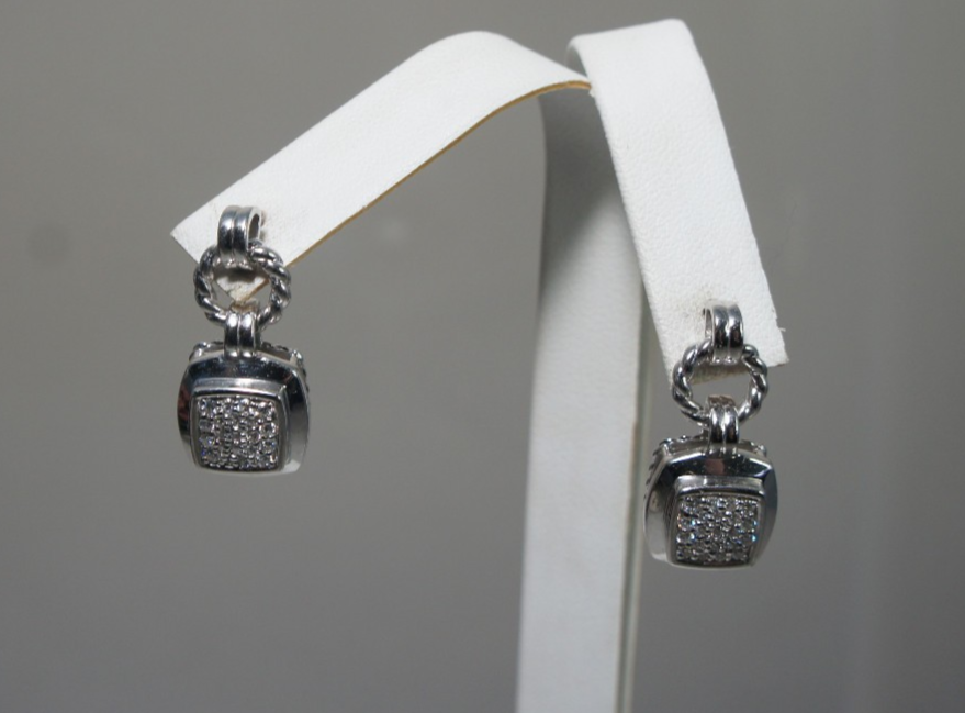 David Yurman Pave Diamond Renaissance Drop 925 Sterling 585 Stud ...