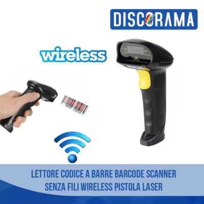 LETTORE CODICE A BARRE BARCODE SCANNER SENZA FILI WIRELESS PISTOLA ...