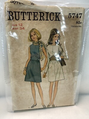 Butterick 5747 Misses One Piece Dress Pattern 12 Bust 34 *Uncut* | eBay