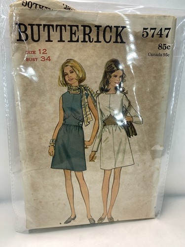 Butterick 5747 Misses One Piece Dress Pattern 12 Bust 34 *Uncut* | eBay