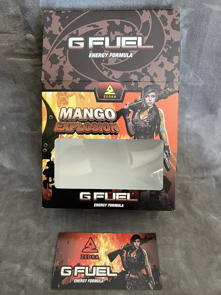 G Fuel Mango Explosion Gfuel Box ZEDRA Shaker, Sticker, Empty Tub READ ...