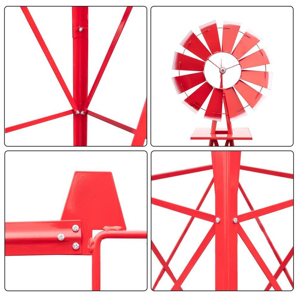 8ft Patio Metal Windmill Yard Garden Decoration WindMill Red /w Tips US SHIP | eBay