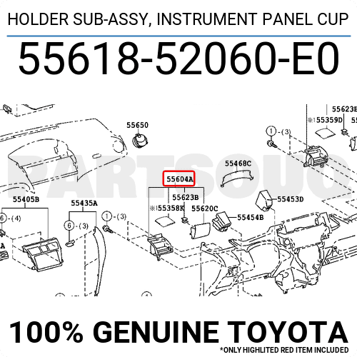 5561852060E0 Genuine Toyota HOLDER SUB-ASSY, INSTRUMENT PANEL CUP 55618 ...