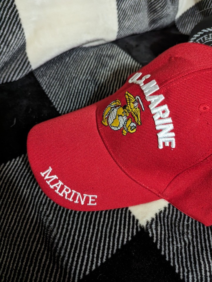 New Military USMC US Marine Corps Retired Red Baseball Ball Cap ...