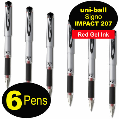 Uni-Ball Signo Impact 207 65802 Red Gel Ink 1.0mm Bold Rollerball Pen ...