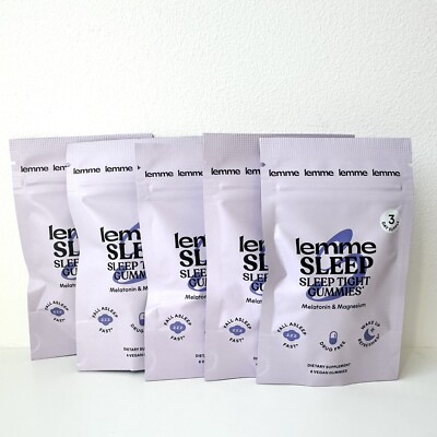 Lemme Sleep Gummies Nighttime Sleep Aid 30 Berry Flavored (5 X 6 ...