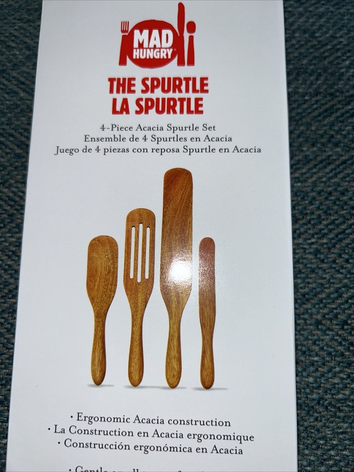 Original Mad Hungry Spurtle 4pc Set Acacia Premium Wood Finish As Seen On TV | eBay