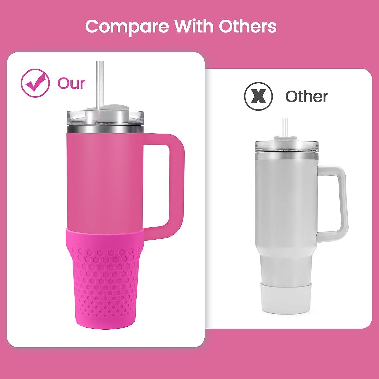 Hot Pink Boot Sleeve Cover Fit with Stanley H2.0 Quencher Adventure ...