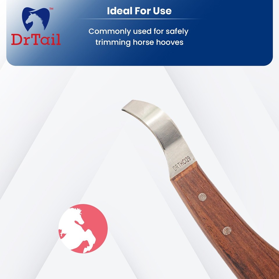 Hoof Knife Loop Oval Farrier Equine Horse Stainless Steel Blade Wooden ...