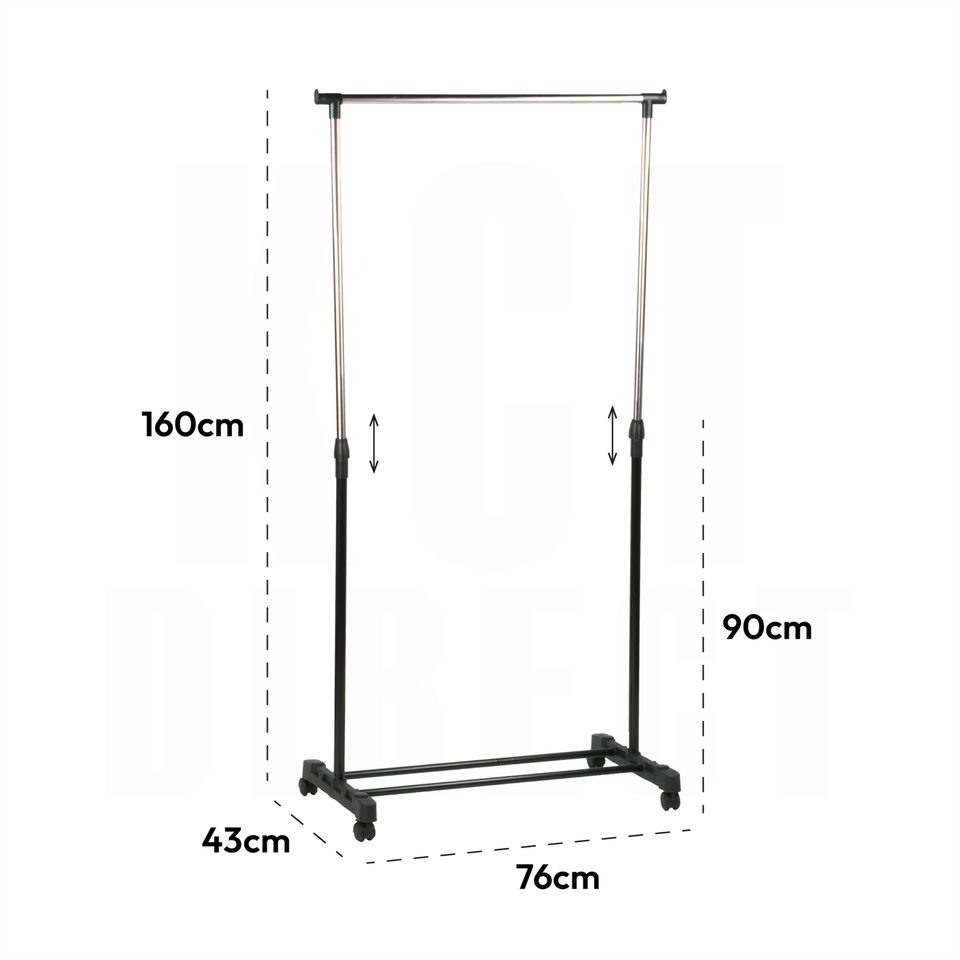 ADJUSTABLE CLOTHES RAIL PORTABLE GARMENT RACK HANGING DISPLAY STAND ON ...