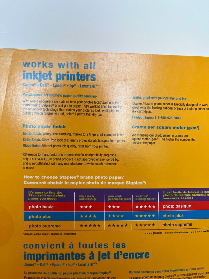 STAPLES Photo Supreme Paper 8-1/2" x 11" Double Sided Matte 50 Sheet ...