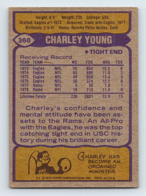 CHARLEY YOUNG Los Angeles Rams 1978 Topps Football Card B211 | eBay